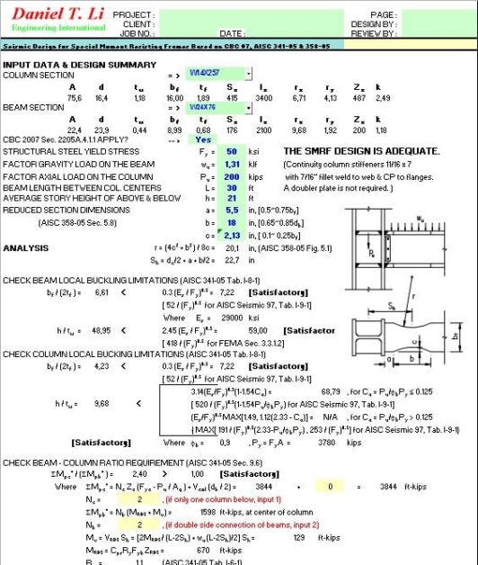 Steel Design Spreadsheet based on AISC Steel Design Spreadsheet based on AISC