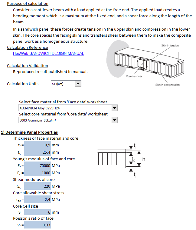 Light Weight Composite Beam Design Spreadsheet