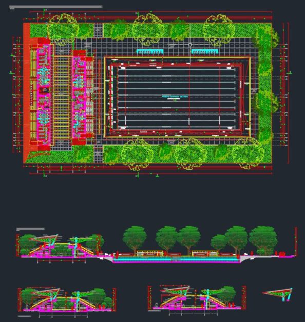 Swimming Pool Layout Plan Autocad Drawing