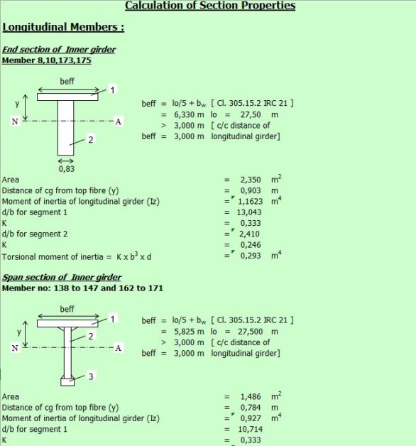 Calculation Of Section Properties Spreadsheet